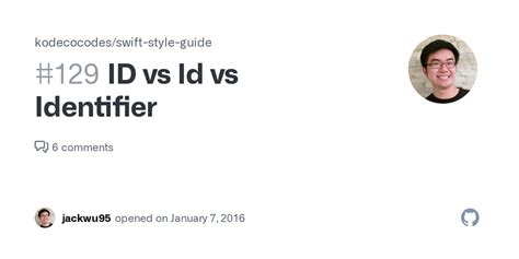 ID Vs Id Vs Identifier Issue Kodecocodes Swift Style Guide GitHub