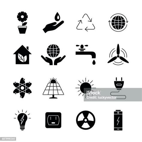 생태 및 에너지 아이콘입니다 웹 및 M에서 사용 하는 보편적인 아이콘 검은색에 대한 스톡 벡터 아트 및 기타 이미지 검은색 벡터 성장 개념 Istock