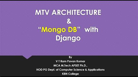 Mtv Architecture And Mongodb And Django Database Connection Django Youtube