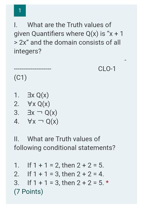 Solved 1 I What Are The Truth Values Of Given Quantifiers
