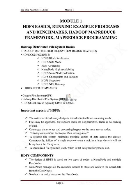 Notes 4free Big Data Big Data Analytics 15cs82 Module I Modulel