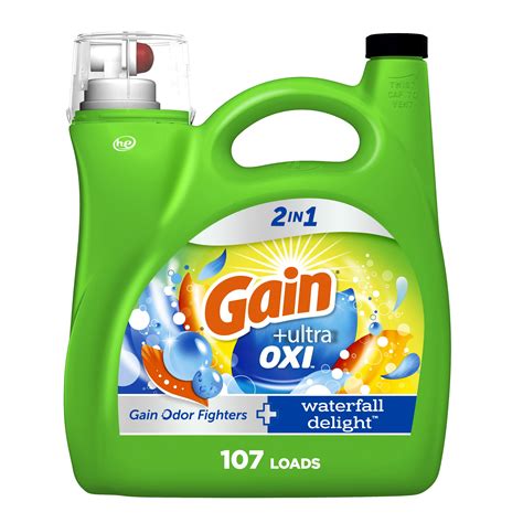 Gain Ultra Oxi 2 In 1 HE Compatible Laundry Soap 154 Fl Oz 107 Loads Waterfall Delight Scent