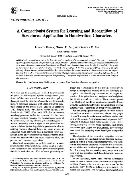Pdf A Connectionist System For Learning And Recognition Of Structures Application To