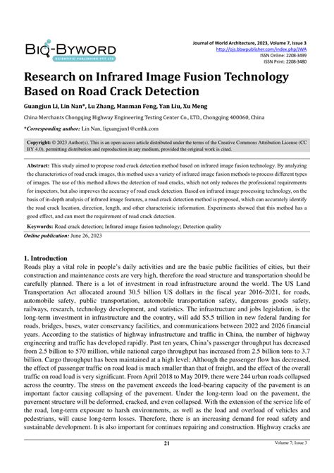 Pdf Research On Infrared Image Fusion Technology Based On Road Crack