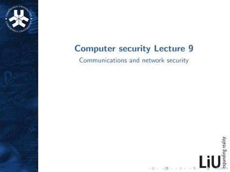 Computer Security Lecture 9 Communications And Network Security