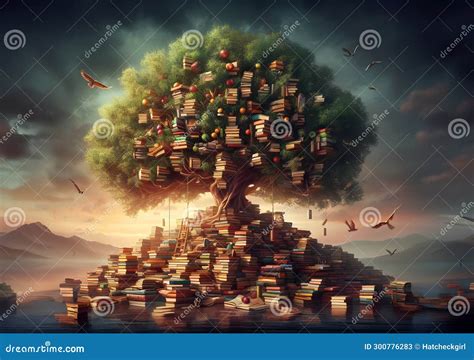 Illustration Of A Tree Made Out Of Books Stock Image Image Of Knowledge Graphics 300776283