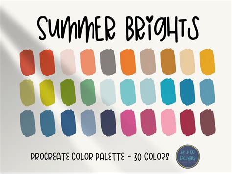 Summer Brights Procreate Color Palette Graphic By Ssandcodesigns Creative Fabrica