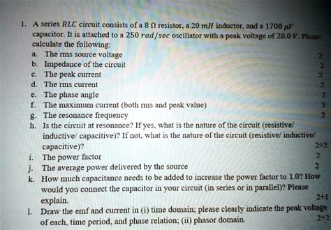 solved a series rlc circuit consists of a 8 02 resistor 20 mh