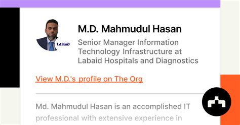 M D Mahmudul Hasan Senior Manager Information Technology Infrastructure At Labaid Hospitals