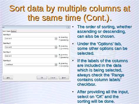 Advanced Spreadsheets Sorting Data