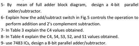 SOLVED By Means Of A Full Adder Block Diagram Design A Bit Parallel Adder Subtractor