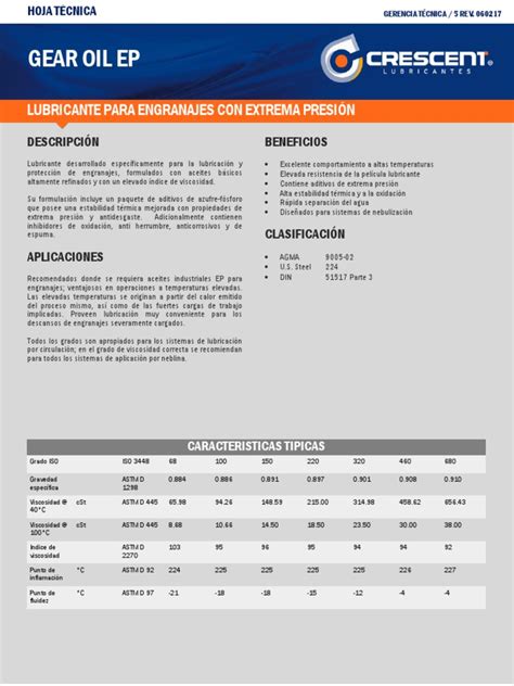 Ficha Tecnica Grasa Pdf Lubricante Engranaje