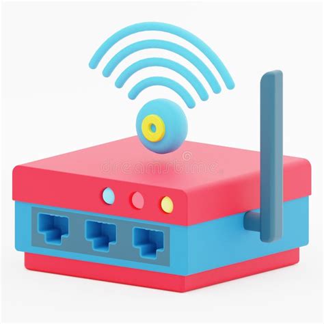 Router Device 3d Icon On Computer Network Represented By Router And Wireless Signal Stock