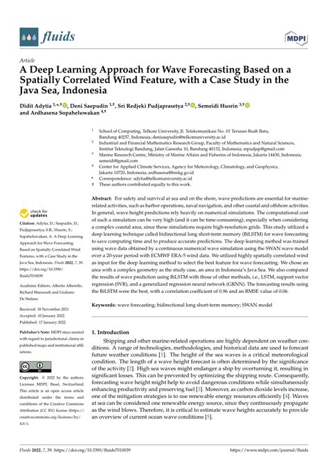 PDF A Deep Learning Approach For Wave Forecasting Based On A Spatially Correlated Wind Feature