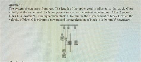 Solved Question The System Shown Starts From Rest The Chegg