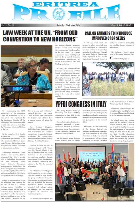 Eritrea Profile 26 October 2024 Eritrea Ministry Of Information