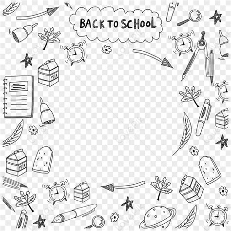 캠퍼스 손으로 그린 교육 문구 검은 선 일러스트 초안하양흰색 Png 일러스트 무료 다운로드 Lovepik