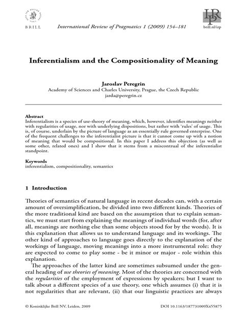 Peregrin Inferentialism And The Compositionality Of Meaning