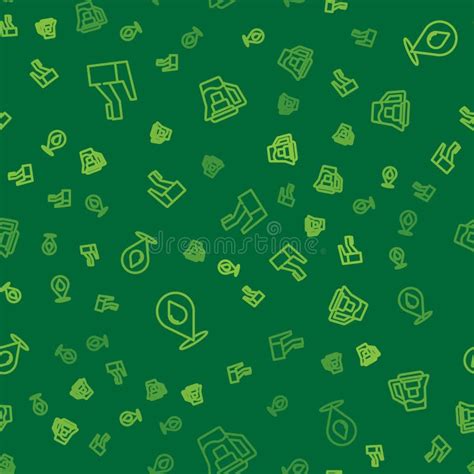 Set Line Water Tap Drop With Location And Jug Filter On Seamless Pattern Vector Stock