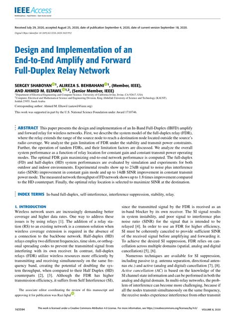 Pdf Design And Implementation Of An End To End Amplify And Forward