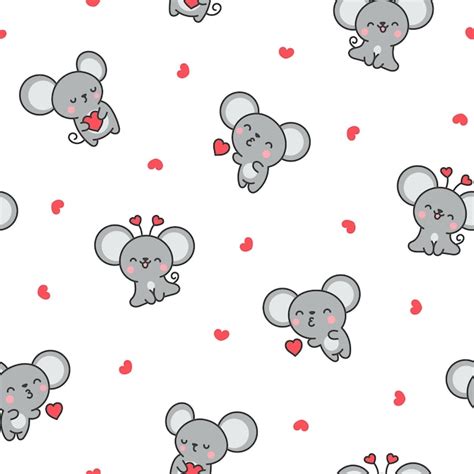 Premium Vector Cute Kawaii Mouse Seamless Pattern