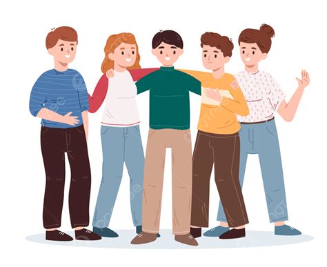 Happy Friends Group Gathering Cartoon Friend Girl Png And Vector
