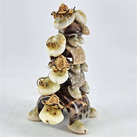 Stacked Turtle Shell Art Noders Seashell Wearing Hat Glasses Etsy