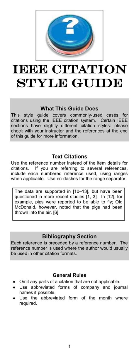 Ieee Citation Style Guide Panduan Pengutipan Ieee
