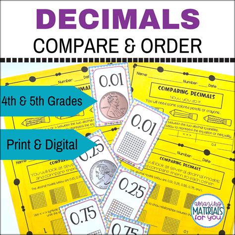 Comparing And Ordering Decimals Cards And Worksheets Made By Teachers