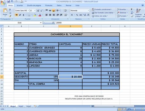 Ejemplo De Excel Factura