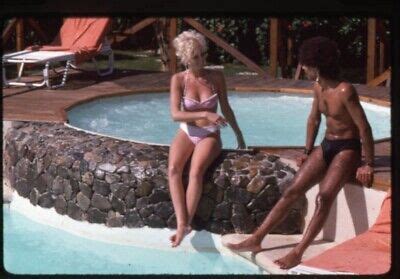 Guitarist Micki Free Teri Copley Candid Busty Bikini Original 35mm