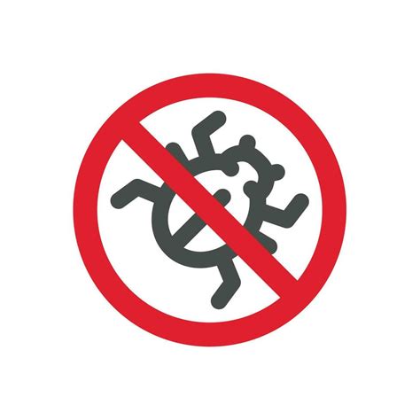 No Bug Red Prohibition Sign Insecticide Repellent Or Pesticide No Bugs Icon Vector
