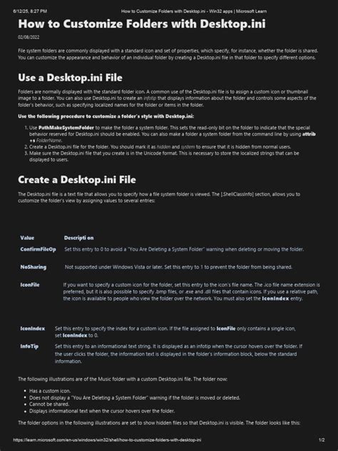 Desktop Ini How To Customize Folders Win32 Apps Microsoft Learn