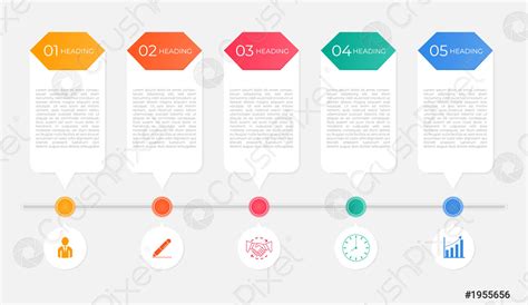 Infographic Timeline Style Workflow Process Design Hexagon Heading Use