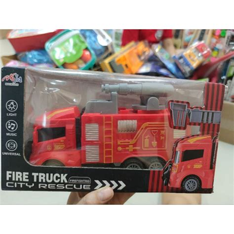 พร้อมส่ง รถดับเพลิงชนถอยหลังใส่ถ่าน มีเสียงมีไฟ Shopee Thailand