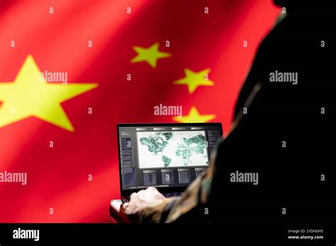 China Red Army Expert In Headquarters Conducts Tactical Surveillance Utilizing Software On