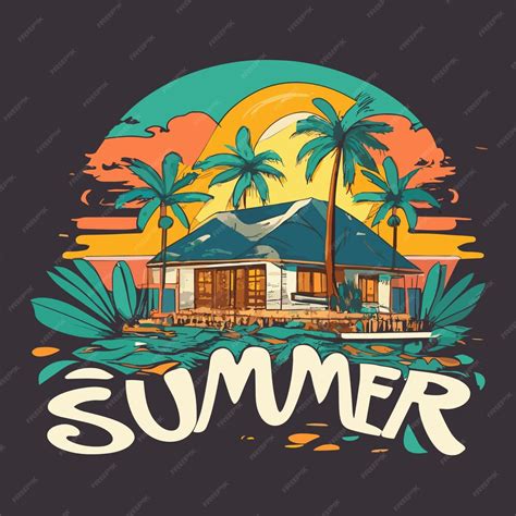 Summer Sunset Illustrator Vector Print Premium Ai Generated Vector