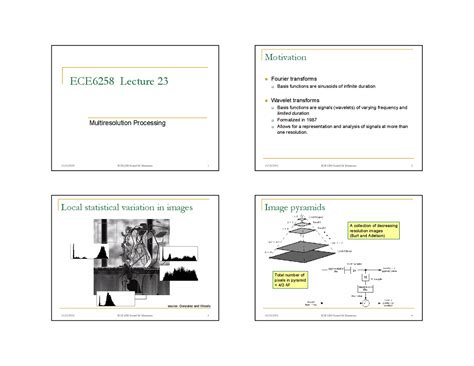 Digital Image Processing Multiresolution Processing Ece 6258 Docsity