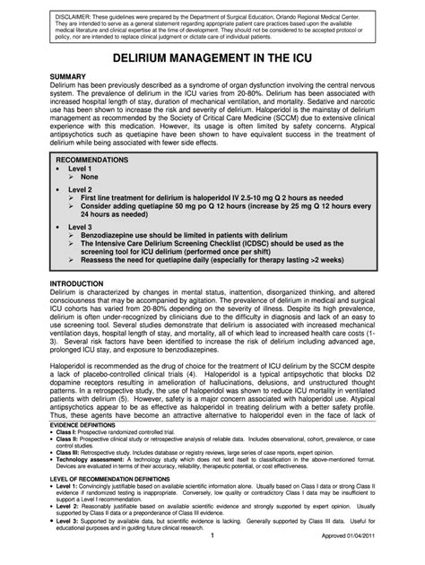 Fillable Online Surgicalcriticalcare Delirium Management In The Icu Surgicalcriticalcare Fax