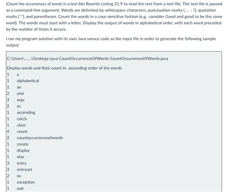 Solved Count The Occurrences Of Words In A Text File