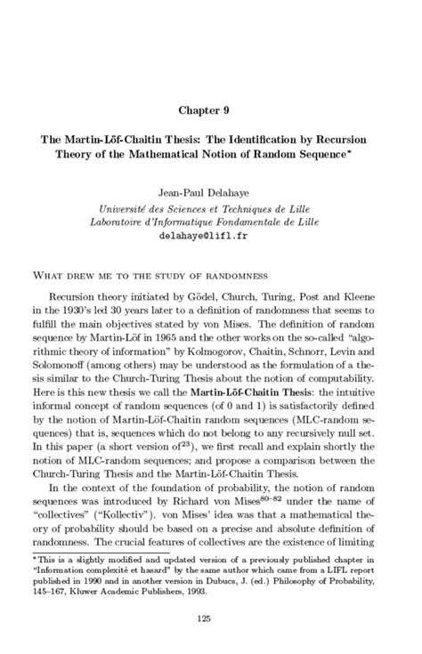 Pdf The Martin Löf Thesis The Identification By Recursion Theory Of