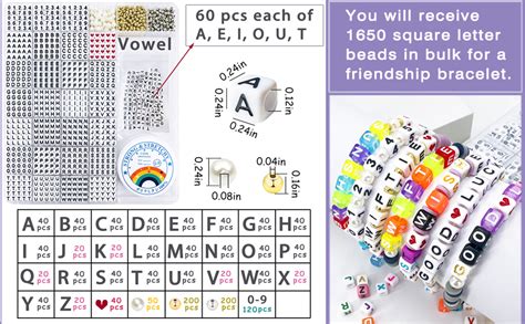 Miiim 1920 Pcs Pony Beads Letters For Bracelets Making
