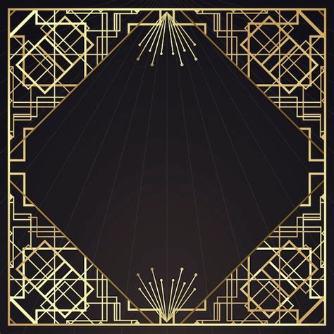 그라데이션 아트 데코 프레임 프리미엄 벡터