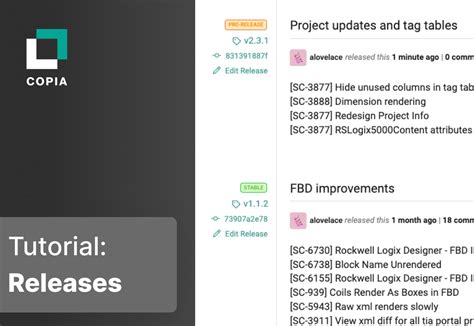 Copia Automation Tutorial Releases