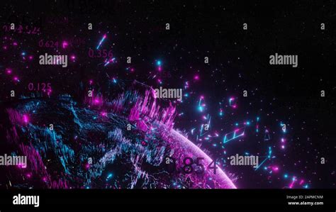 Abstract Futuristic Planet Earth Surrounded By Virtual Elements Dots