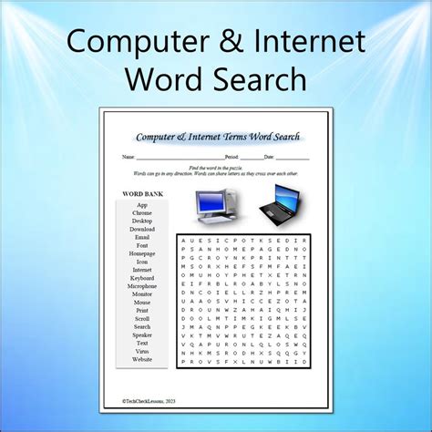 Computer And Internet Terms Word Search Digital Download Etsy