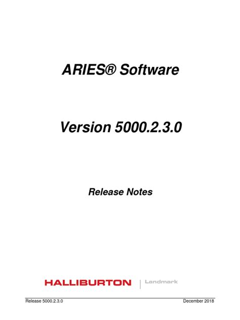 Aries 5000230 Release Notes Pdf Software Engineering Computer