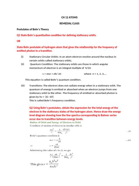 Remedial Class Ch 12 13 Pdf Atomic Nucleus Physical Phenomena