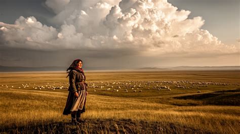 Free Solitary Steppe Guardian Image Woman Steppe Grassland