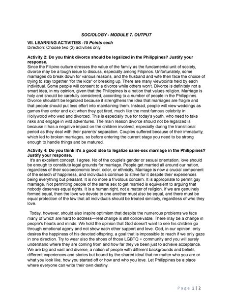 Sociology 7 Evaluation Learning Activities And Assignment
